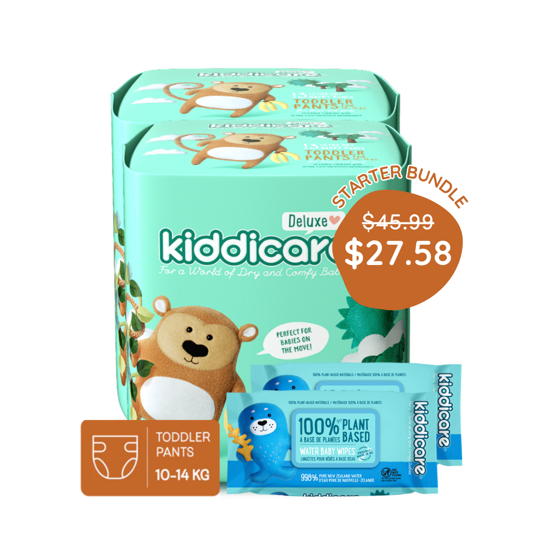 Kiddicare Starter Bundle - 2 Pack Nappy Pants + 2 Pack Water Baby Wipe